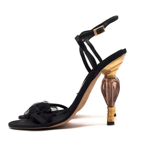 Dior Sculpted Perfume Bottle Heel Satin Sandals Size 36 For Sale At 1stdibs