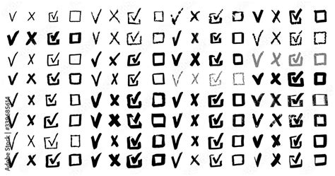 Doodle Check Marks Hand Drawn Checkbox Examination Mark And Checklist Marks Check Signs
