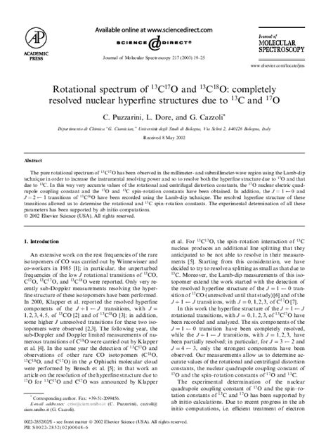 Pdf Rotational Spectrum Of And Completely Resolved Nuclear Hyperfine Structures Due To And