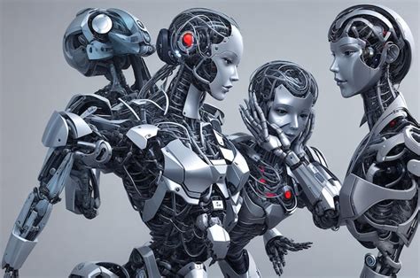 Realista Una Mujer En Una Prenda De Robot De Computación Y Hiper