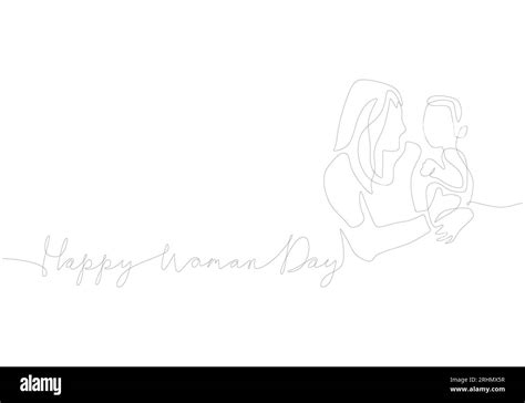 One Continuous Single Line Of Happy Woman Day Isolated On White