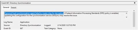 O365 Password Hash Synchronization Agent Failed To Create A Key For Decryption