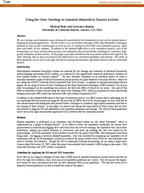 using the gene ontology to annotate biomedical journal articles pdf