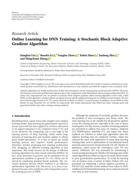 Pdf Online Learning For Dnn Training A Stochastic Block Adaptive Gradient Algorithm