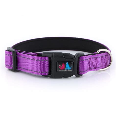 Personalised Printed Id Reflective Deluxe Padded Dog Collar Custom