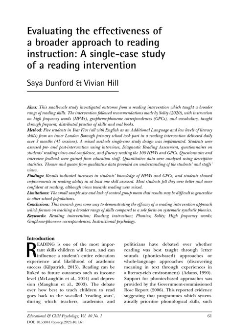 pdf evaluating the effectiveness of a broader approach to reading