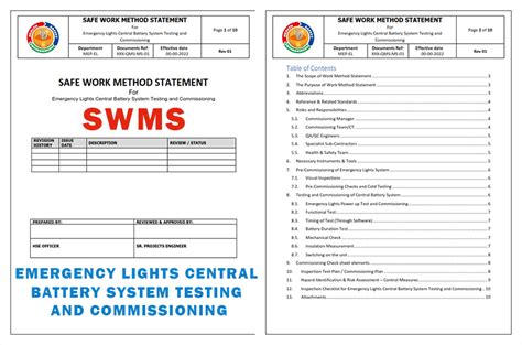 Safe Work Method Statement Swms For Emergency Lights Central Battery