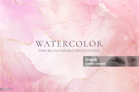 골든 닷이 있는 로즈 핑크 액체 수채화 배경 먼지가 홍당무 대리석 알코올 잉크 그리기 효과 웨딩 초대 메뉴 Rsvp에 대한 벡터 일러스트 디자인 템플릿 금 금속에 대한 스톡