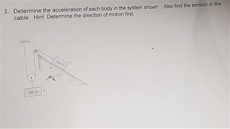 Solved Determine The Acceleration Of Each Body In The Chegg