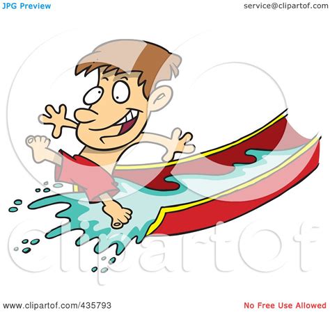Royalty Free RF Clipart Illustration Of A Happy Boy On A Water Slide