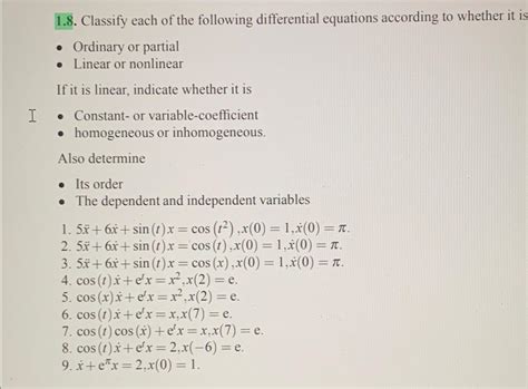 Solved Classify Each Of The Following Differential Chegg