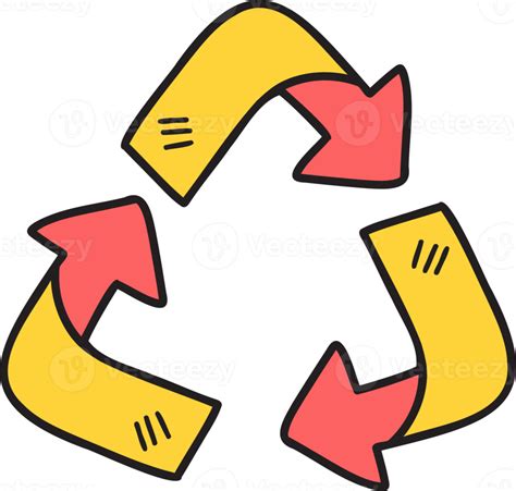 Hand Drawn Recycle Arrow Illustration On Transparent Background