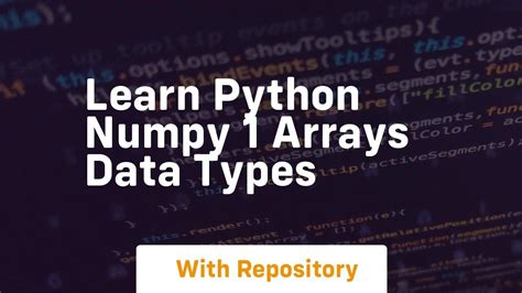 learn python numpy 1 arrays data types - YouTube