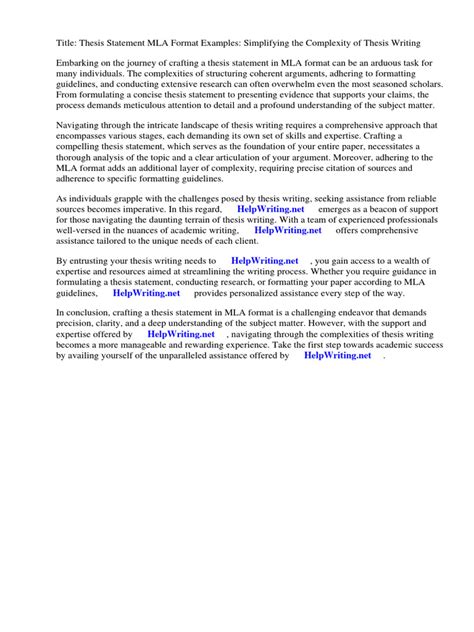 Thesis Statement Mla Format Examples Pdf Thesis Essays