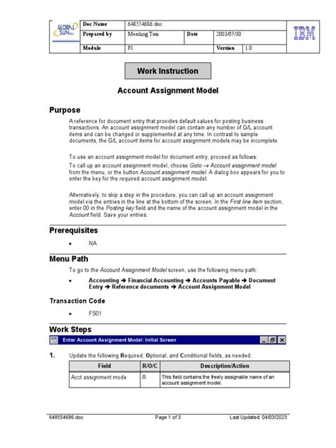 Fkmt Account Assignment Model Pdf Software Development Computer