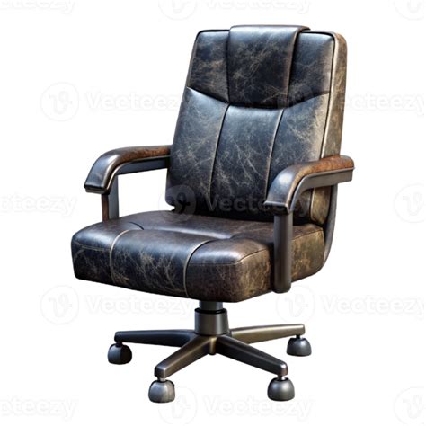 Extraordinary Vintage Black Leather Office Chair Isolated Element High