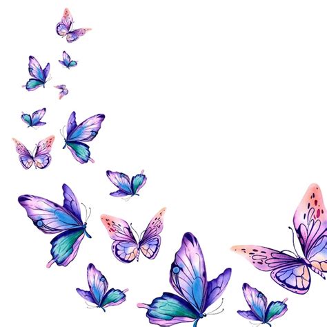 Mariposas morfo con alas rosas naranjas y azules ilustración acuarela