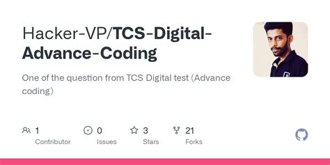 GitHub Hacker VP TCS Digital Advance Coding One Of The Question From TCS Digital Test