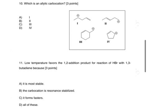 Solved Which Is An Allylic Carbocation 3 ﻿points A 1b