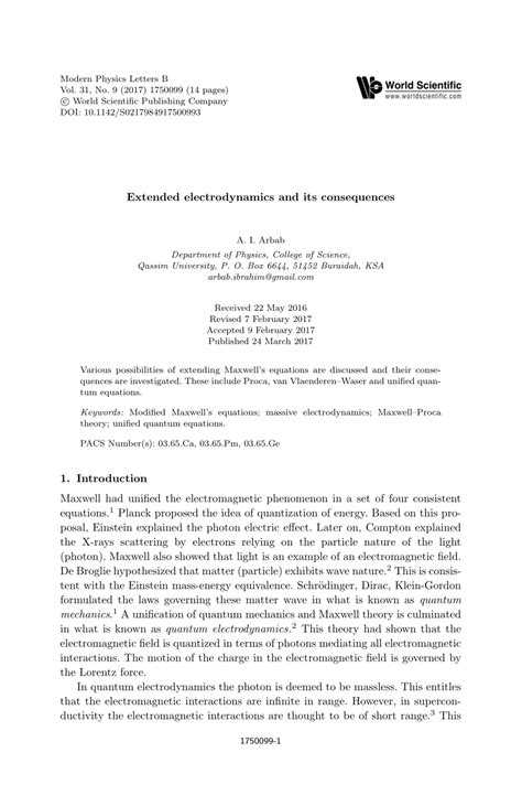 Pdf Extended Electrodynamics And Its Consequences