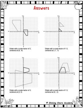 Geometry Dilation From Any Point Worksheets Math Problems TPT