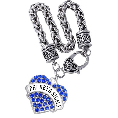 Popular Phi Beta Sigma Heart Shaped Rhinestone Crystal Inlaid Metal