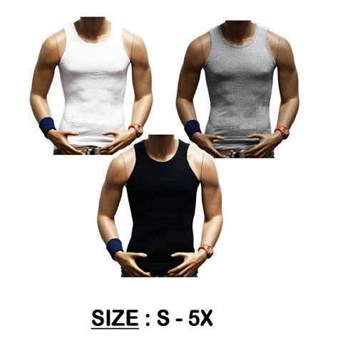 Pack Of 3 Mens Ribbed Tank Tops 100 Cotton Muscle Sleeveless Shirts