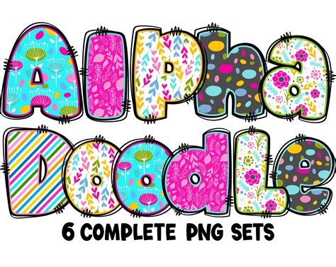 Bundle Spring Floral Alphabet Png Doodle Alpha Doodle Flowers Doodle