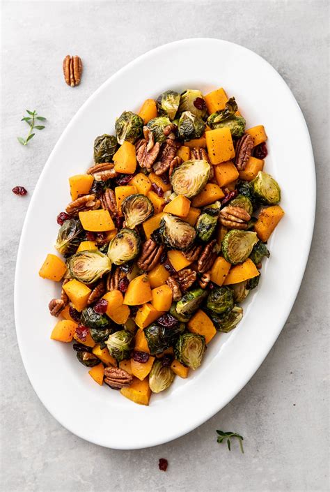 Roasted Brussels Sprouts And Butternut Squash W Cranberries Pecans