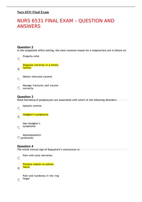 NURS 6531 FINAL EXAM QUESTION AND ANSWERS 2022 UPDATE Verified Exam