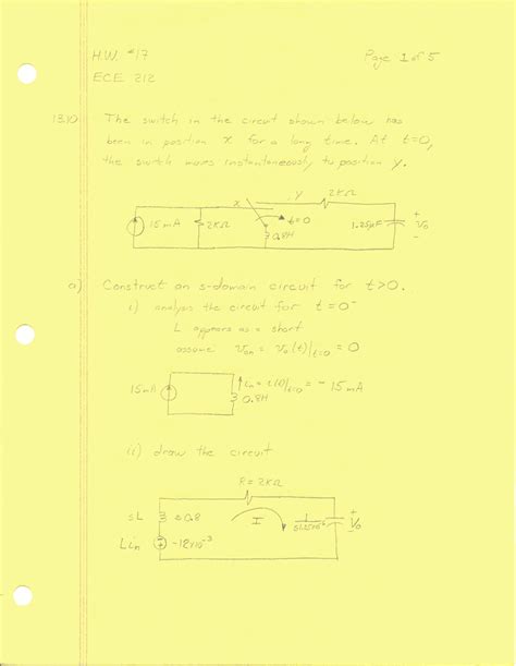 10 Problems On Electrical Circuits Ll Assignment 17 Ece 212 Docsity