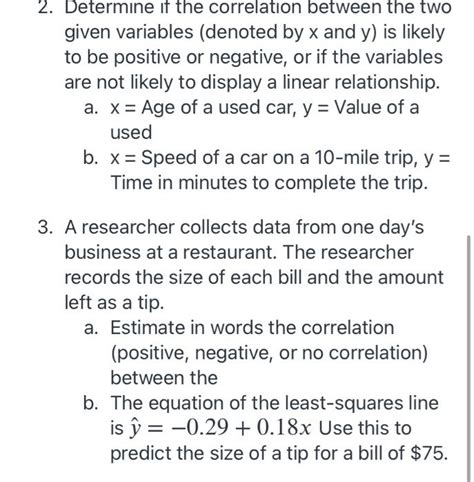 Solved 2 Determine If The Correlation Between The Two Given
