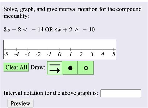 solved solve graph and give interval notation for the