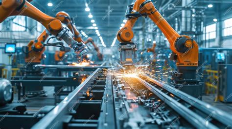 Premium Photo Robot Operating Conveyor Belt In Factory Automated