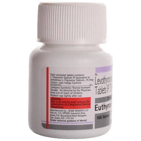 75mcg Euthyrox Levothyroxine Sodium Tablets At ₹ 1500 Bottle