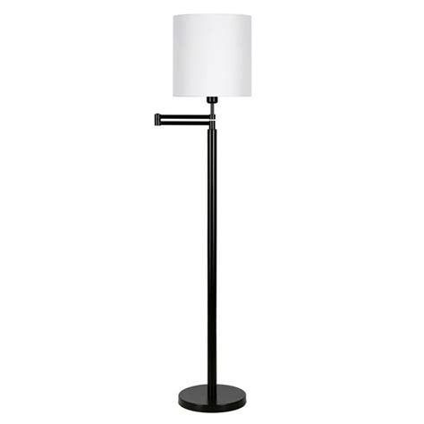 Hailey Home Moby 62 In H Black Swing Arm Floor Lamp W White Fabric