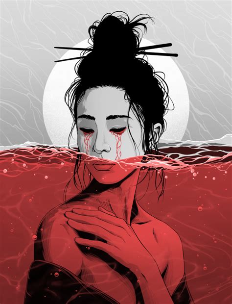 배경 화면 디지털 아트 삽화 초상화 여자들 검은 빨간 추상 그림 흡연 3746x5000 Victus007