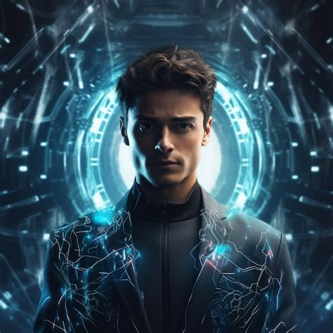 Premium Photo Technology Wearing A Dark Jacket Adorned With