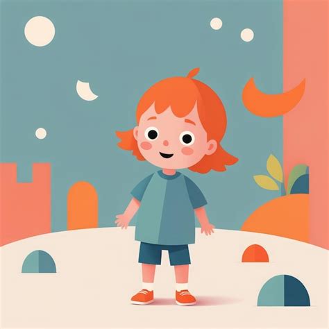 Petite Fille Mignonne Personnage De Dessin Animé Illustration