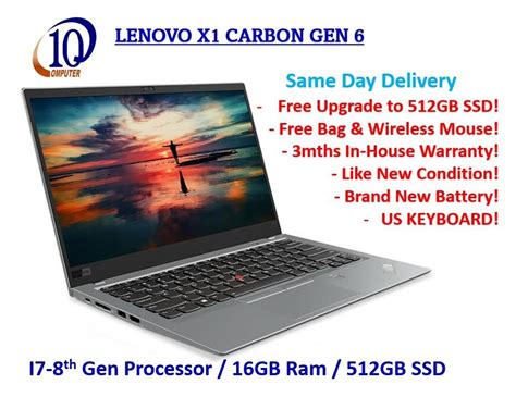 11 11 SALES Lenovo ThinkPad X1 Carbon Gen 6 2018 I7 8th Gen Ultra Slim Light Weight
