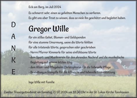 Traueranzeigen Von Gregor Wille Schwaebische De Trauerportal