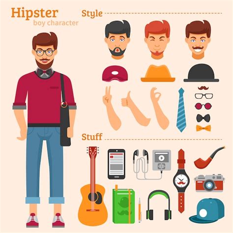 Free Vector Hipster Girl Set