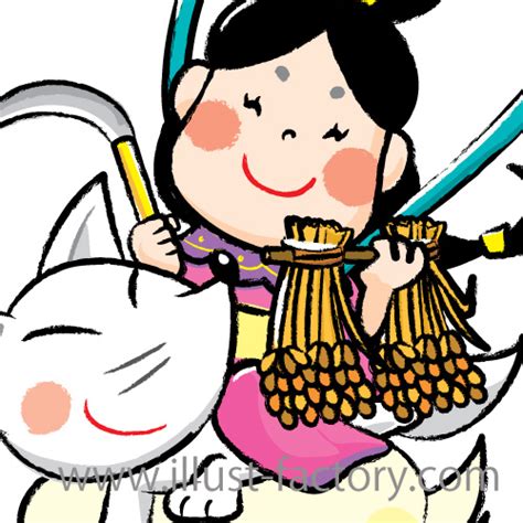 最上いなりさまイラスト和風筆タッチキツネと女神 イラスト制作の株式会社アット