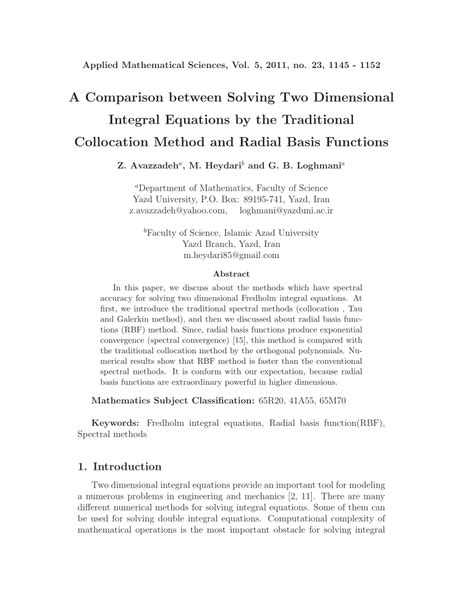 Pdf A Comparison Between Solving Two Dimensional Integral Equations