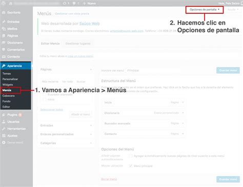 Poner CLASES CSS a elementos del menú en Wordpress Estudios Media