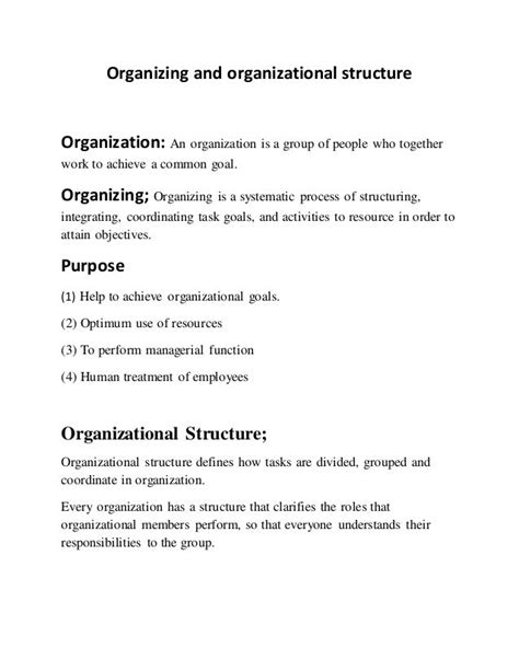 Organization And Organizational Structure