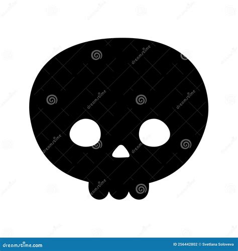 Vector Hand Drawn Flat Kawaii Skull Silhouette Stock Vector