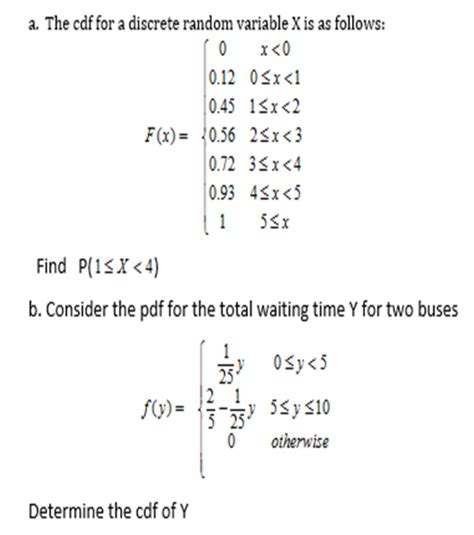 Solved A The Cdf For A Discrete Random Variable X Is As Chegg Com