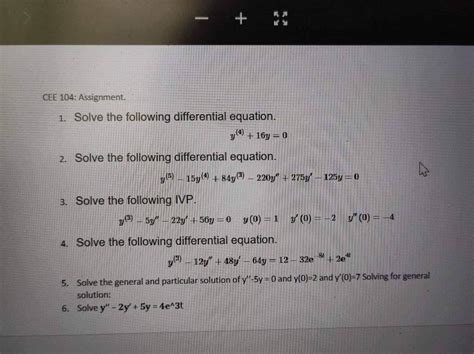 Solved 1 Solve The Following Differential Equation Chegg