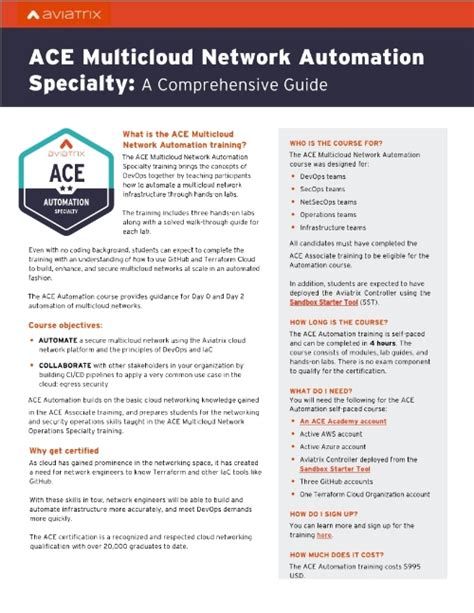 Ace Multicloud Network Automation Comprehensive Guide